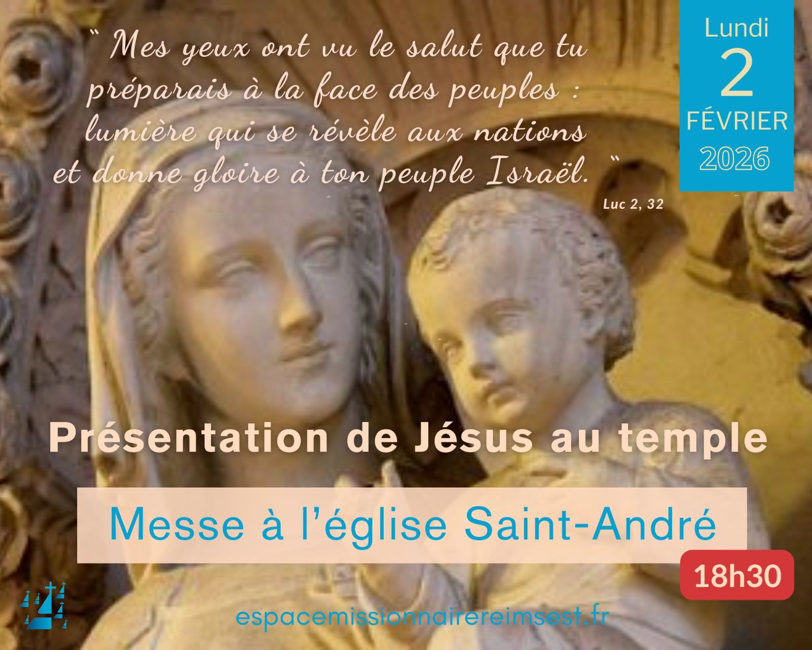 Présentation de Jésus au temple - messe à l'église Saint-André - lundi ...